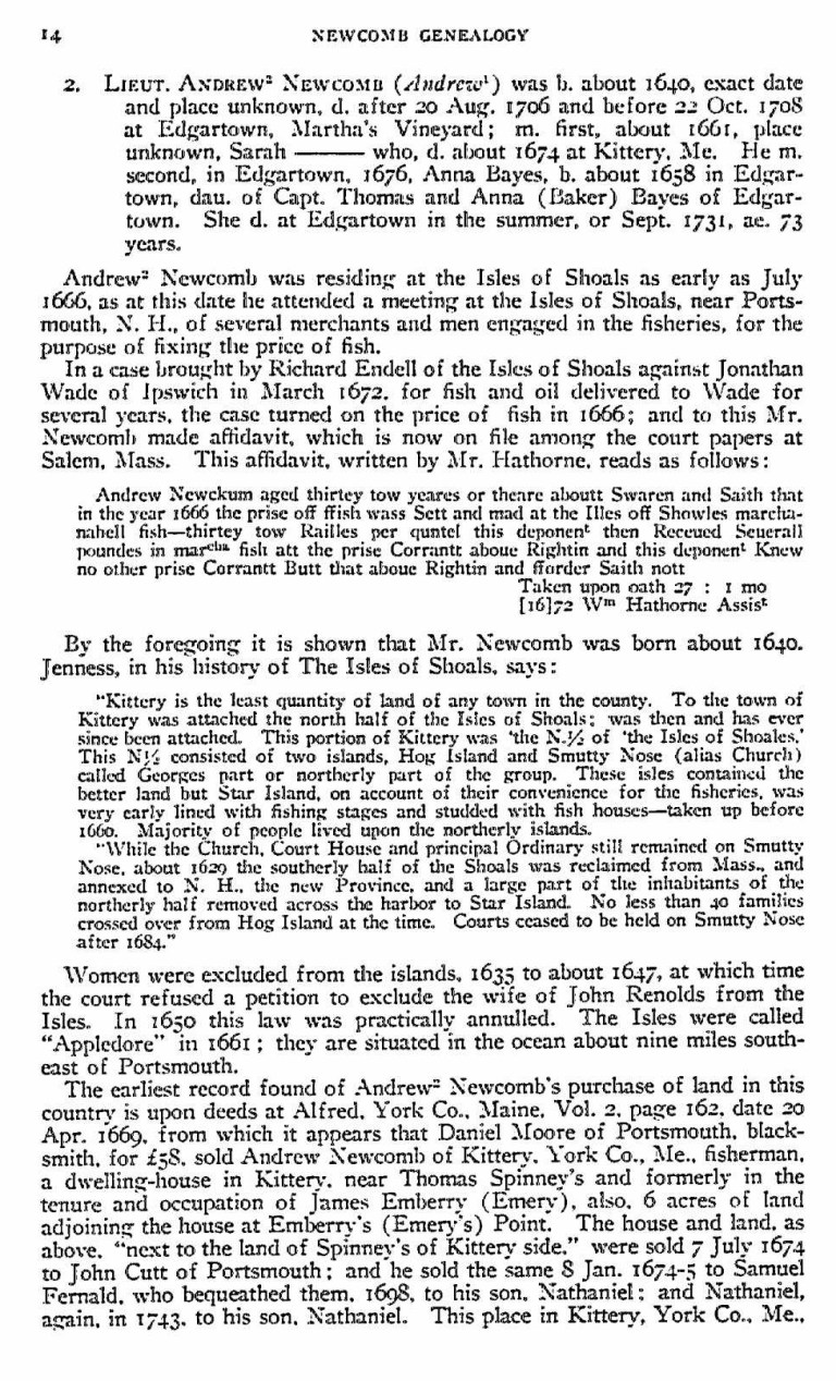 Lt. Andrew Newcomb Jr. | Miner Descent